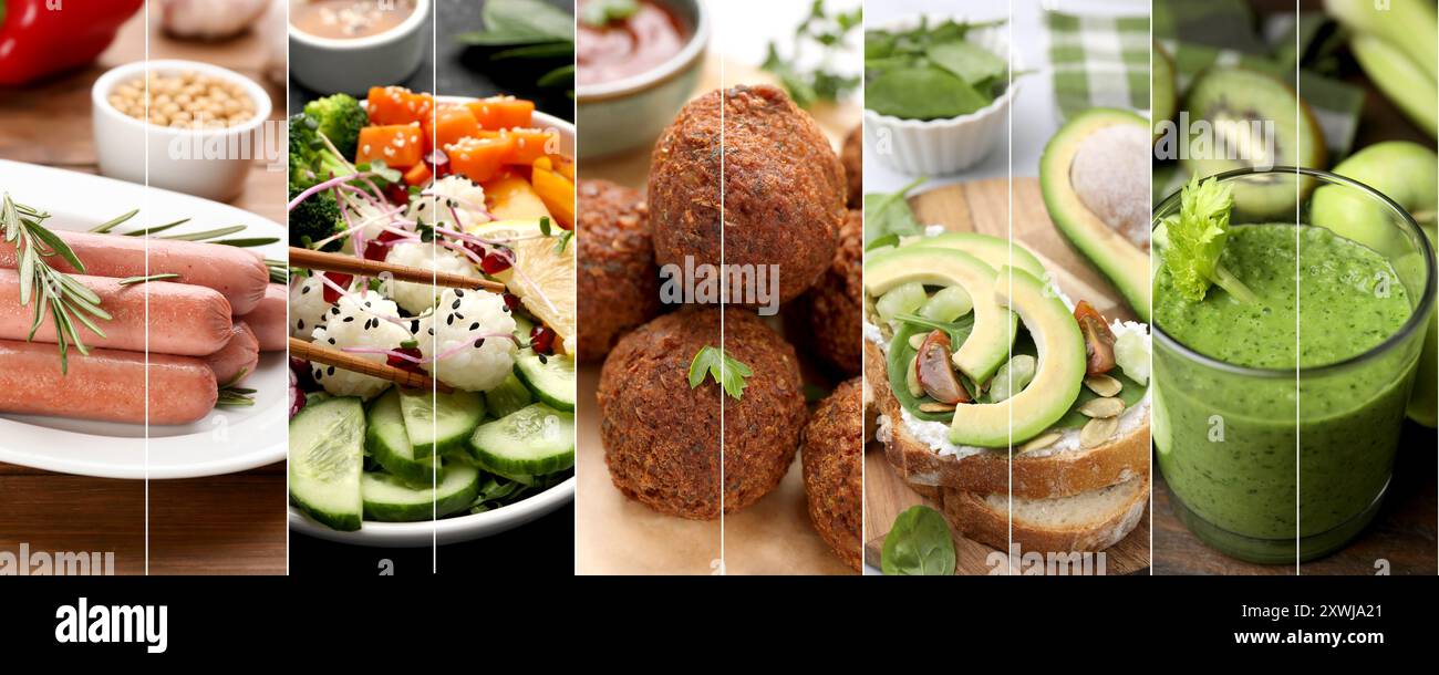 Assortment of vegetarian foods, collage. Banner design Stock Photo - Alamy