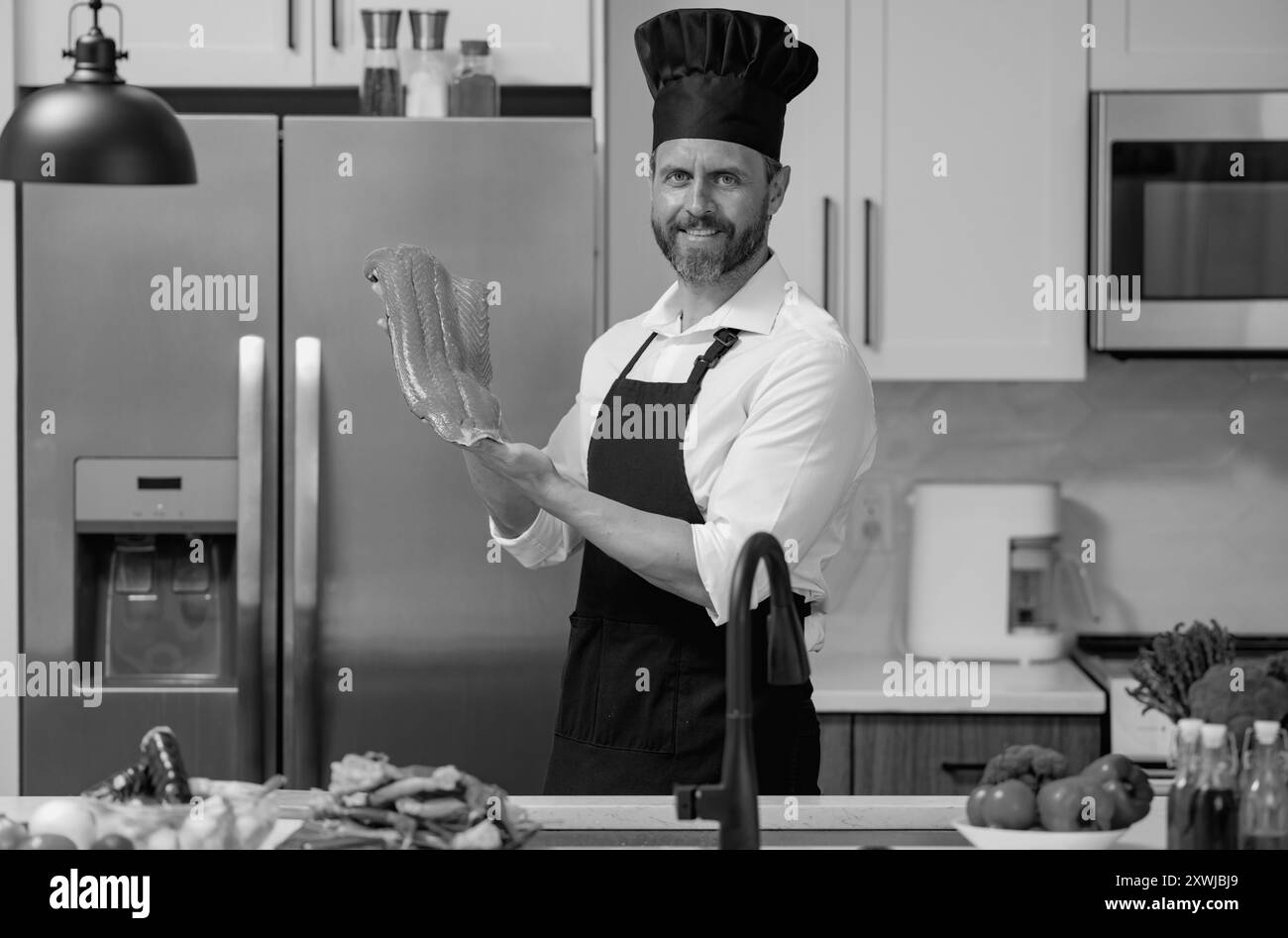 Hispanic chef kitchen Black and White Stock Photos & Images - Alamy