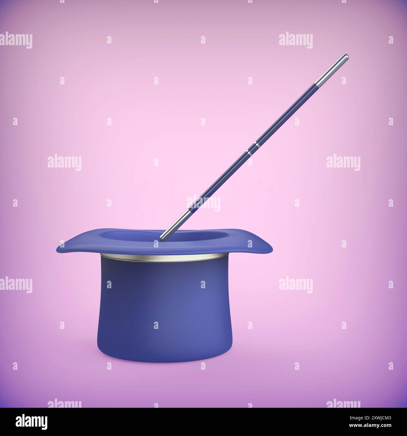 Magician top hat and magic wand Stock Photo - Alamy