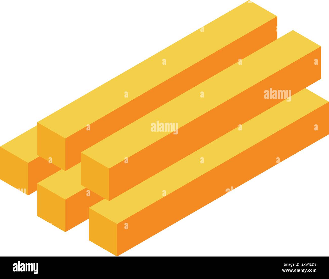 Yellow rectangular cuboids forming an ascending line on white ...