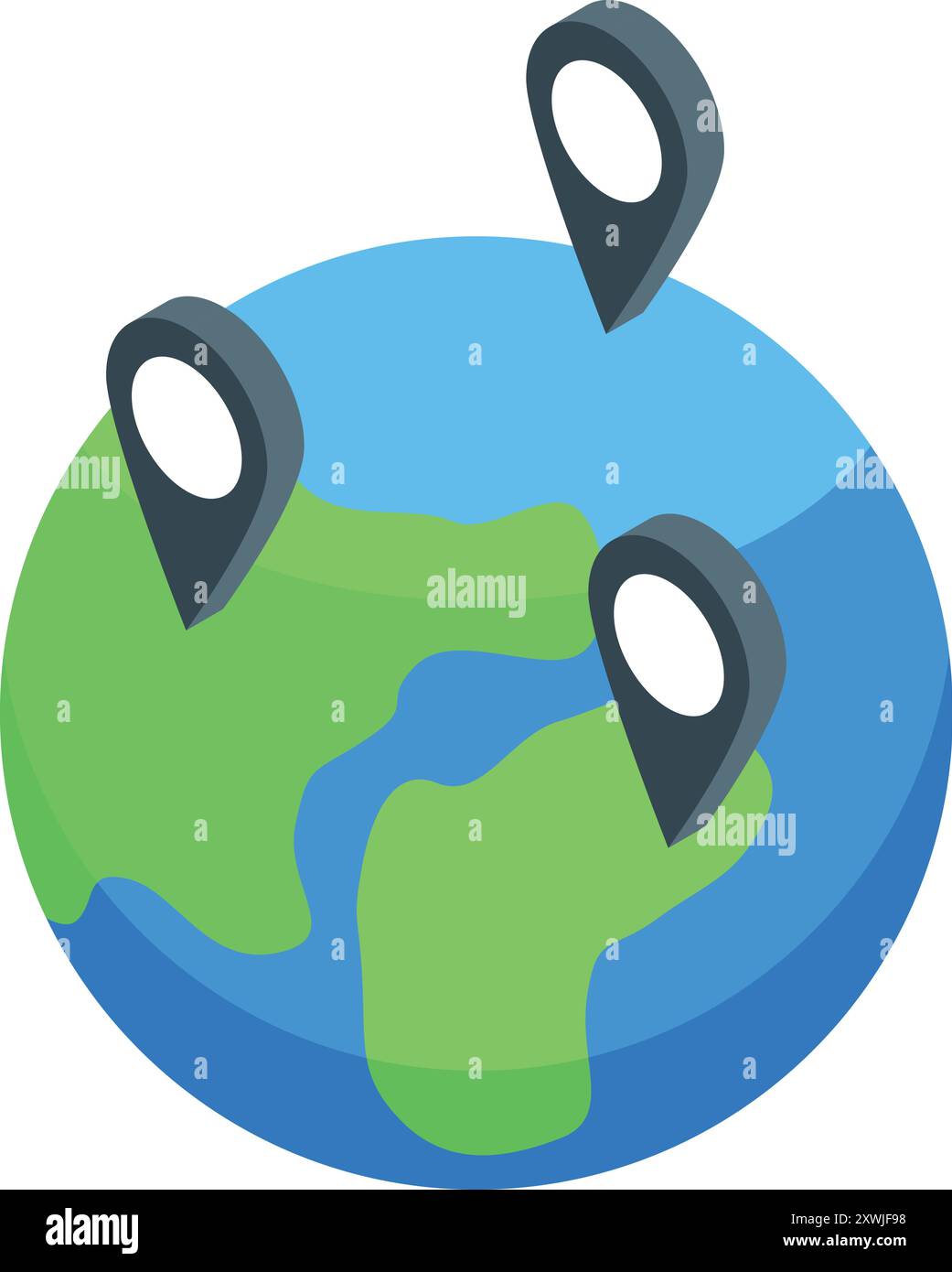 Stylized planet earth globe featuring multiple destination location ...