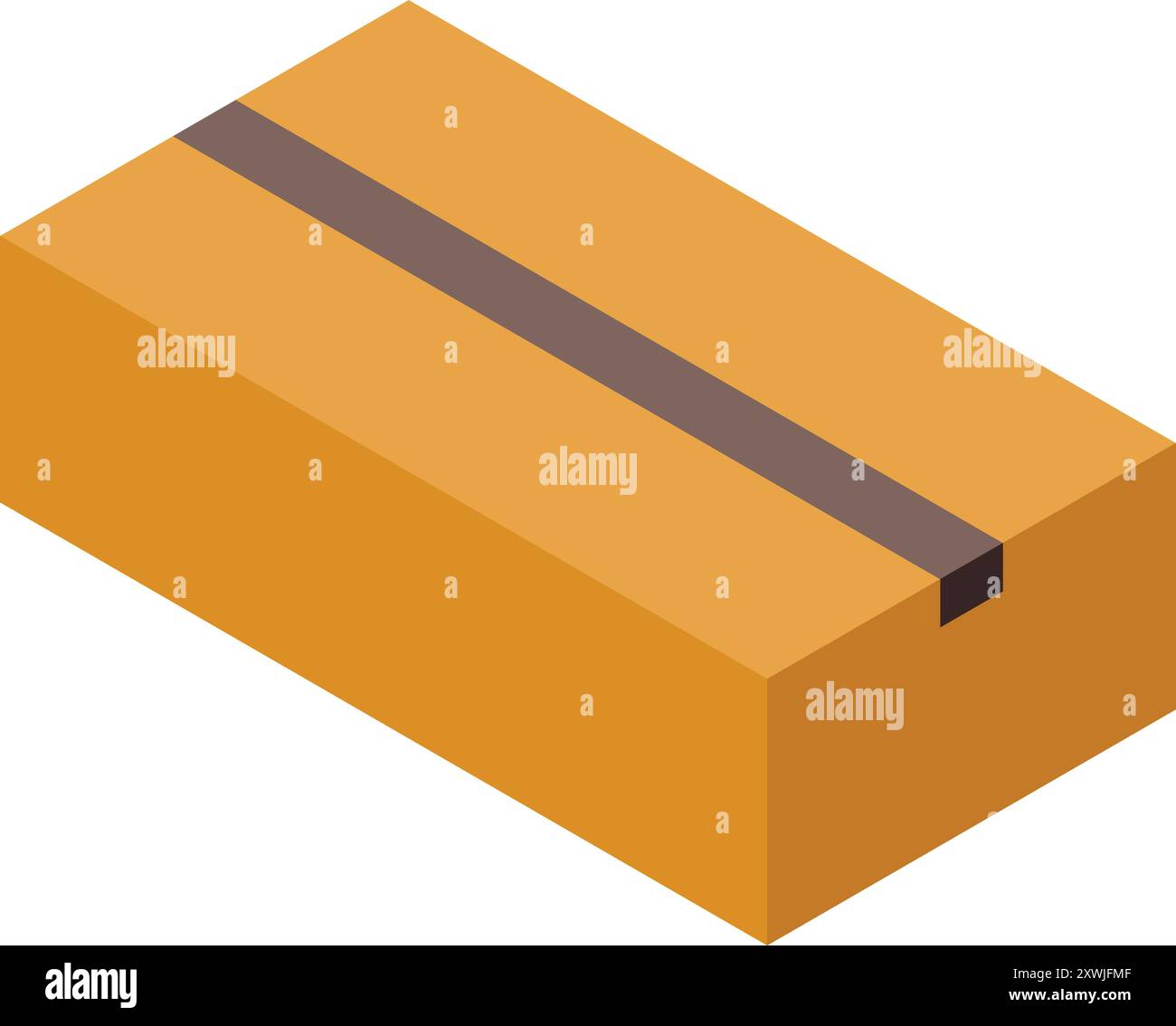 Cardboard parcel box sealed with tape is lying on a white background ...