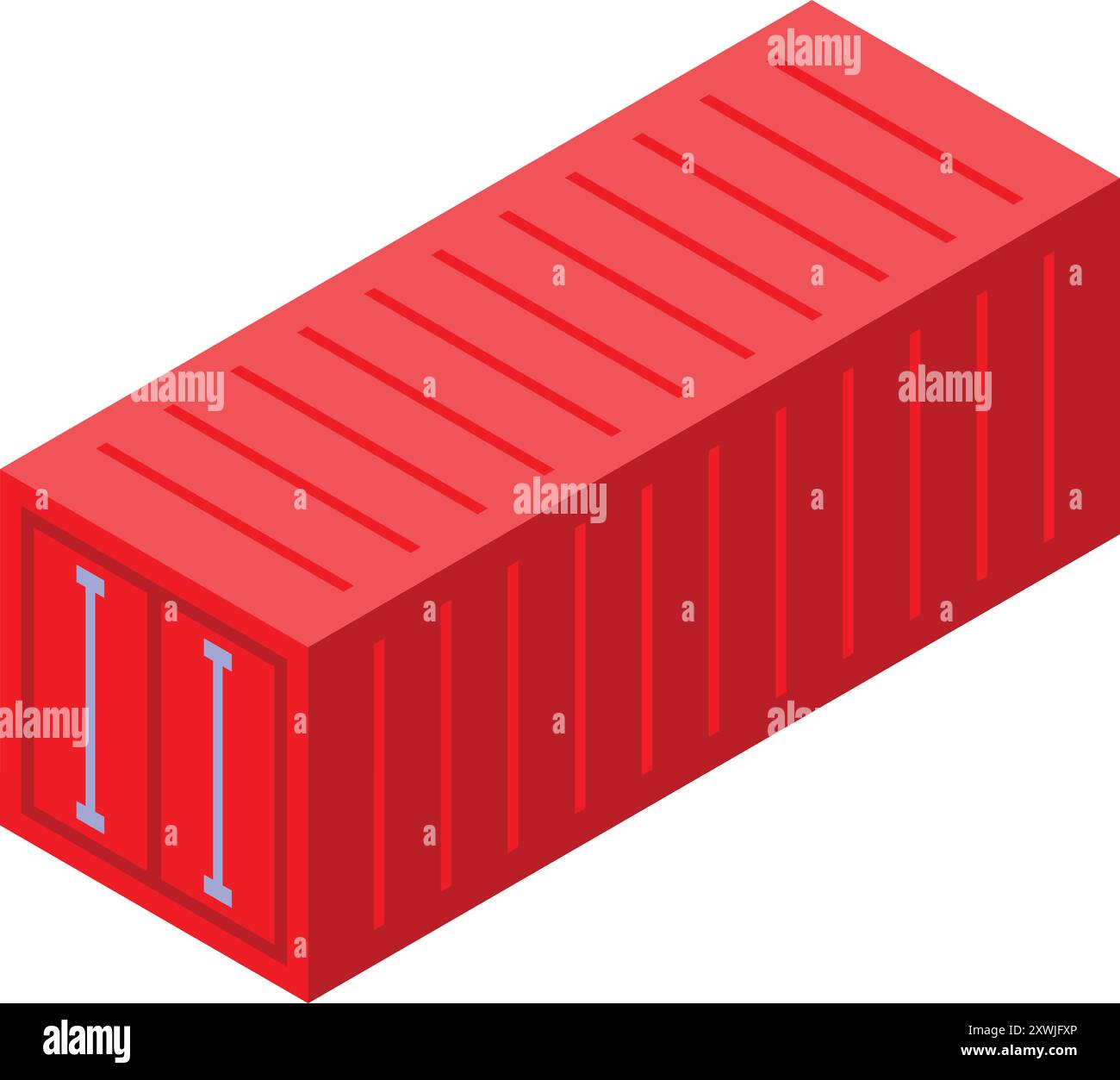 Red cargo container standing up, isometric view of a metallic box for ...