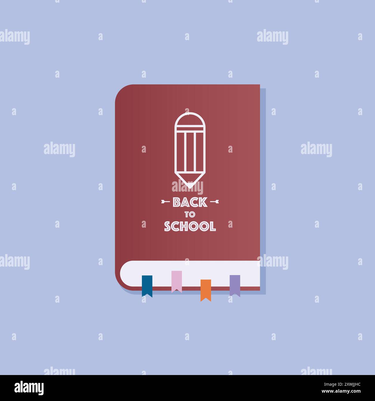 Book with colorful bookmarks. Back to school concept. Flat style vector ...