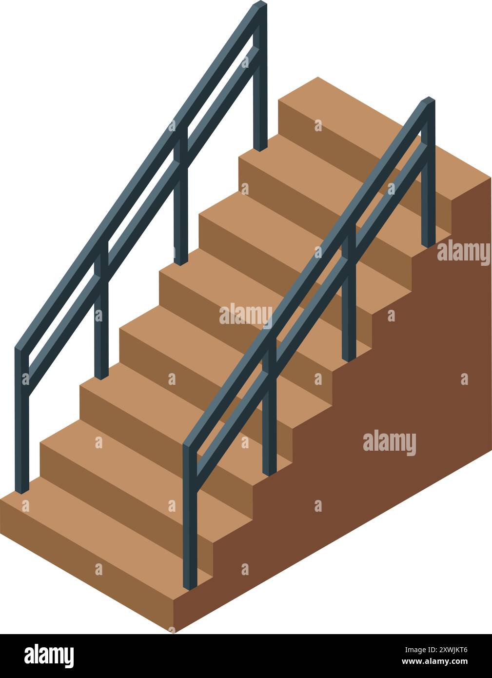 Illustration of a staircase with a railing, perfect for architectural ...