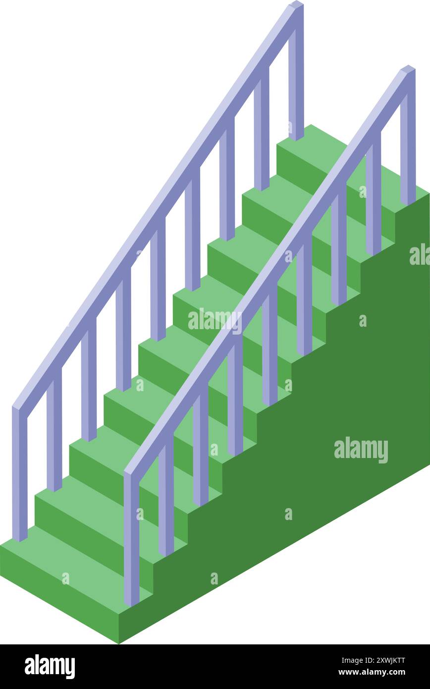 Staircase with green railing Stock Vector Images - Alamy