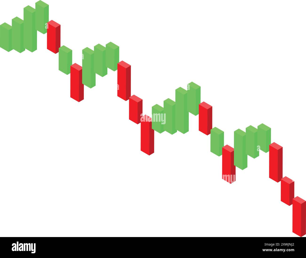 Red and green bars fluctuating and representing stock market crash ...