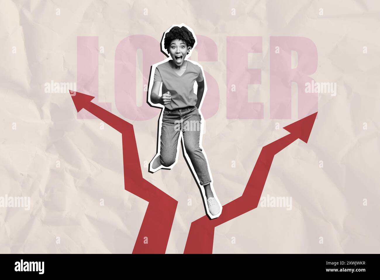 Composite trend artwork sketch image photo collage of young amazed ...