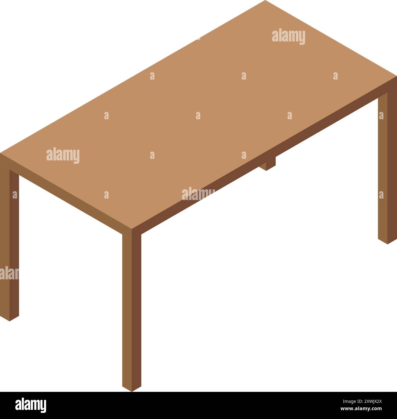 Wooden table standing on the floor in isometric view Stock Vector Image ...