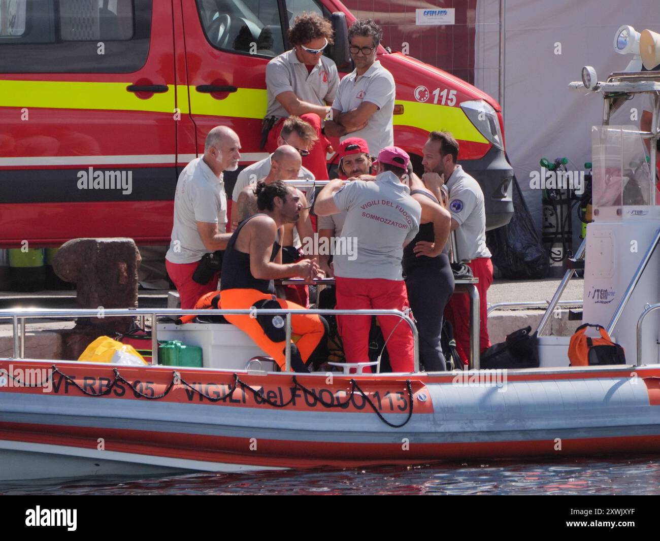 Italian emergency services prepare to head toward the area off the ...