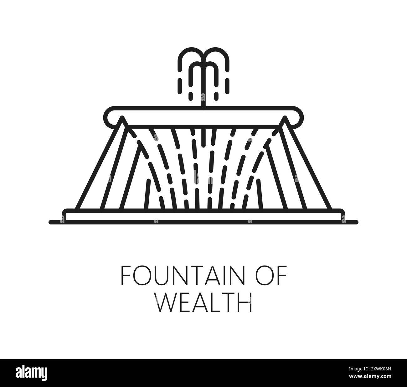 Fountain of wealth Singapore travel vacation icon. Vector linear symbol ...