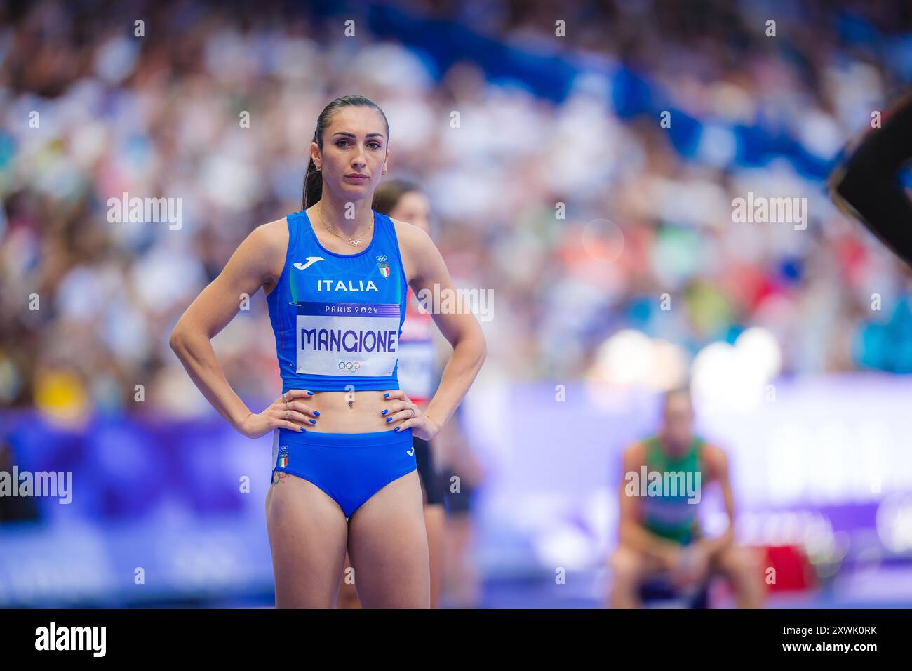 Alice Mangione participating in the 4x400 meters relay at the Paris ...