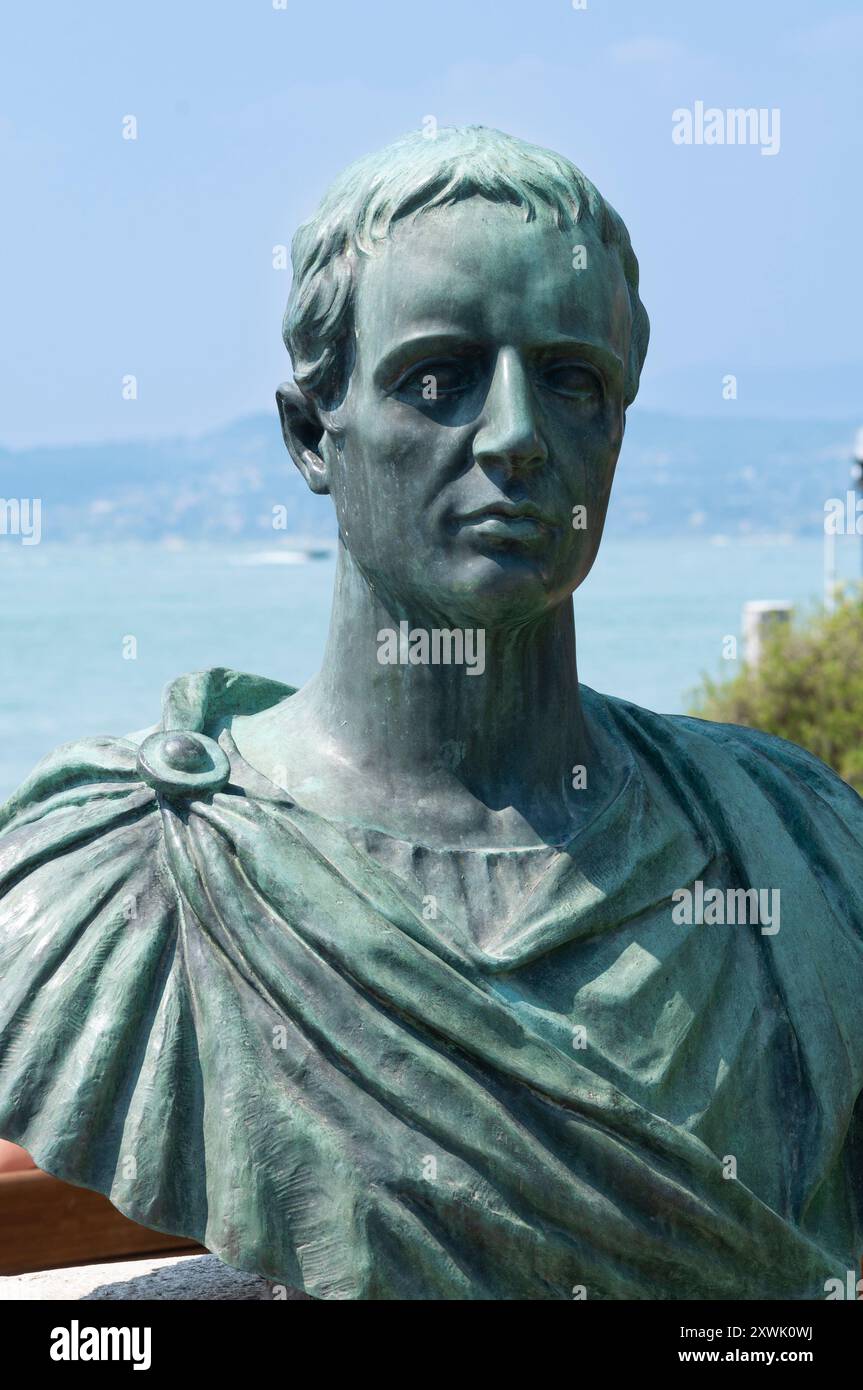 Italy, Lombardy, Garda Lake, Sirmione, Bust of Roman Poet Gaius ...