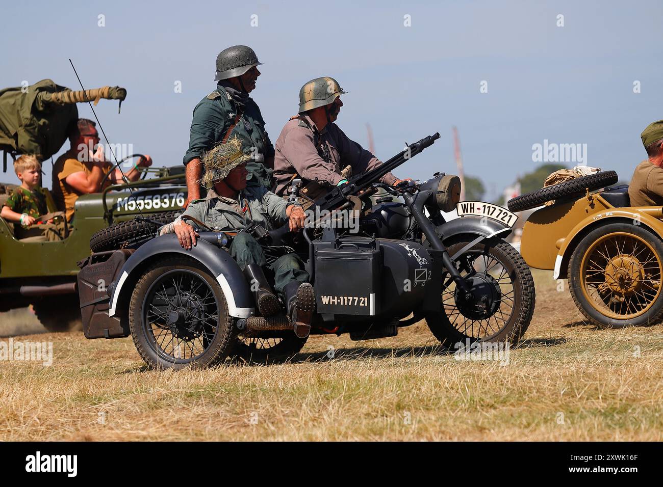 Motorcycles in the parade of The Yorkshire Wartime Experience in ...