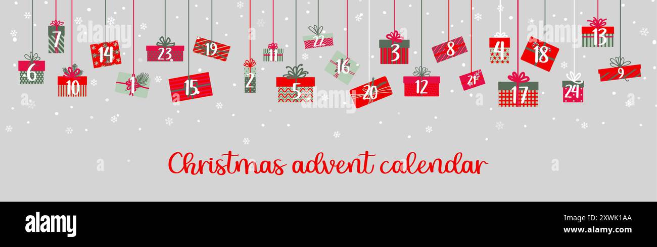Christmas advent calendar with gift boxes garland for winter holiday ...