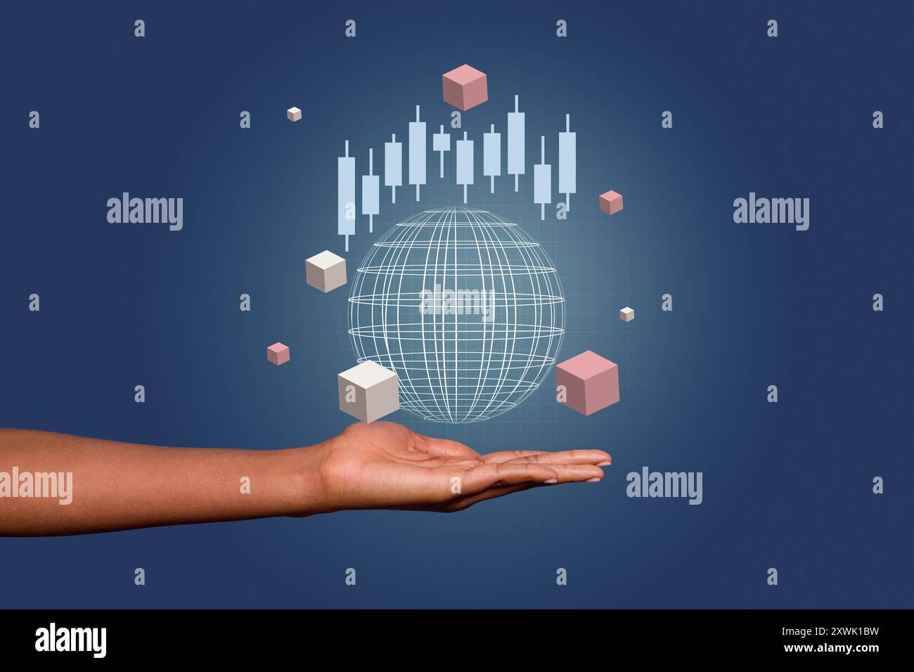 Composite trend artwork sketch collage of huge hand hold between ...