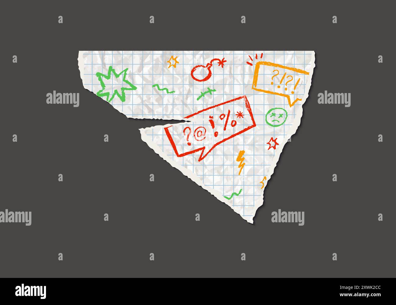 Torn writing paper on white Stock Vector Images - Alamy