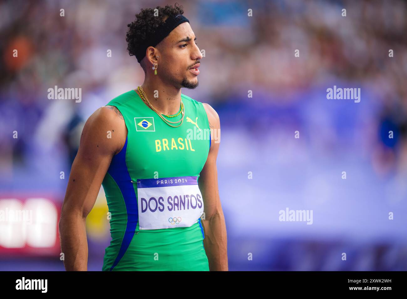 Almir dos Santos participating in the Triple Jump at the Paris 2024 ...