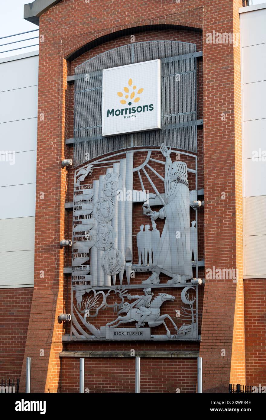 Metal installation on Morrisons supermarket building, Wednesbury, West ...
