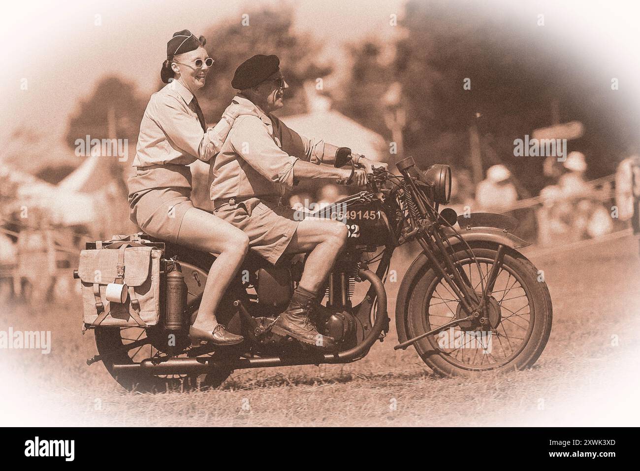 Motorcycles in the parade of The Yorkshire Wartime Experience in ...