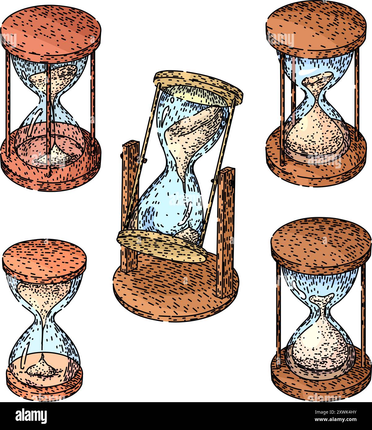 hourglass set sketch hand drawn vector Stock Vector Image & Art - Alamy