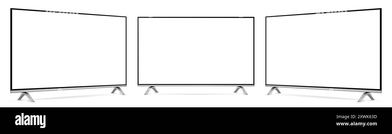 Realistic tv screen mockup. Television display on three sides with ...