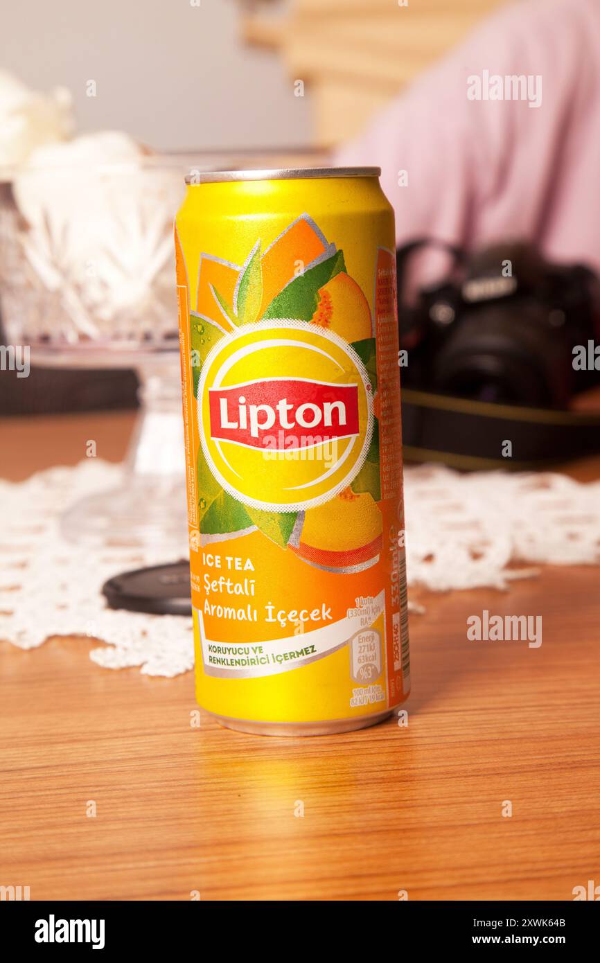 Lipton ice tea peach flavored still drink, isolated on white background ...