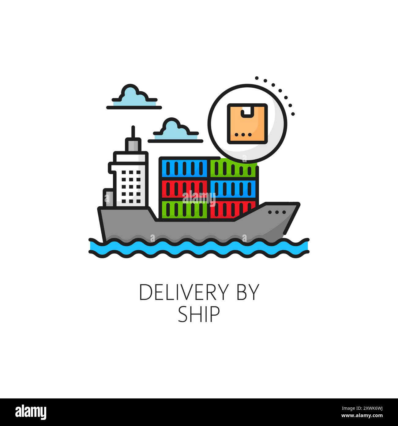 Delivery by ship color line icon for logistics supply chain and ...