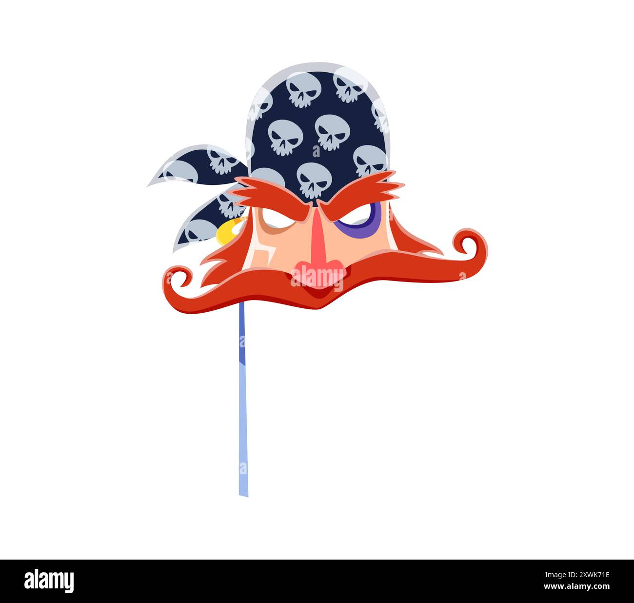 Pirate mask, carnival photo booth corsair sailor face in bandana with ...