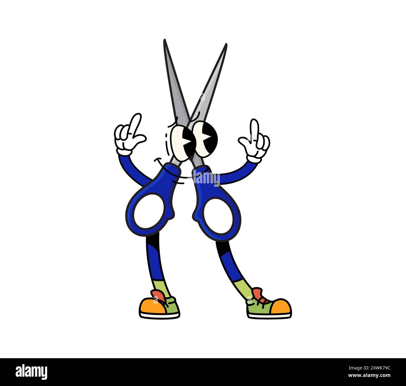 Cartoon groovy school scissors character exudes retro and fun vibes ...