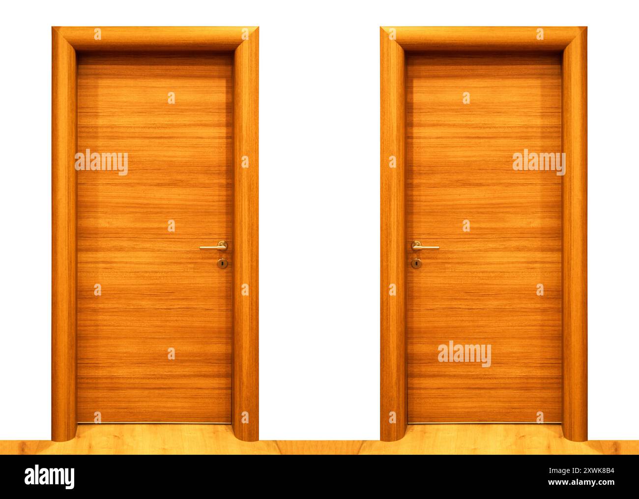 Modern brown walnut front entrance wooden two door in house interior ...