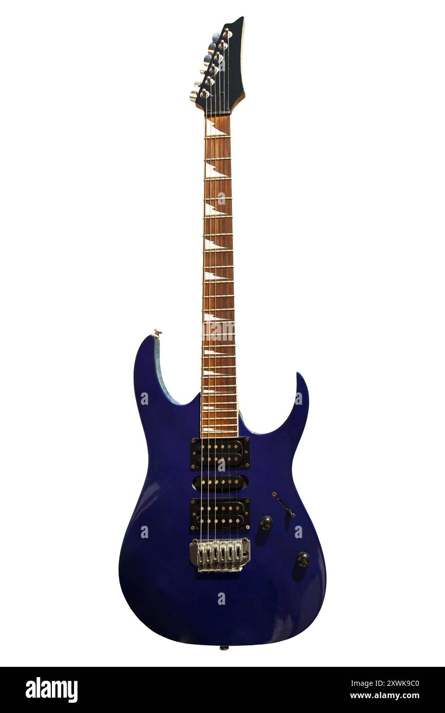 Electric guitar with a wooden blue body, special musical instrument ...
