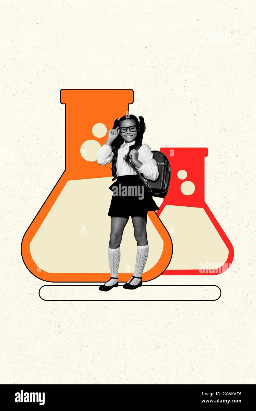 Vertical artwork collage image picture of black white colors mini ...