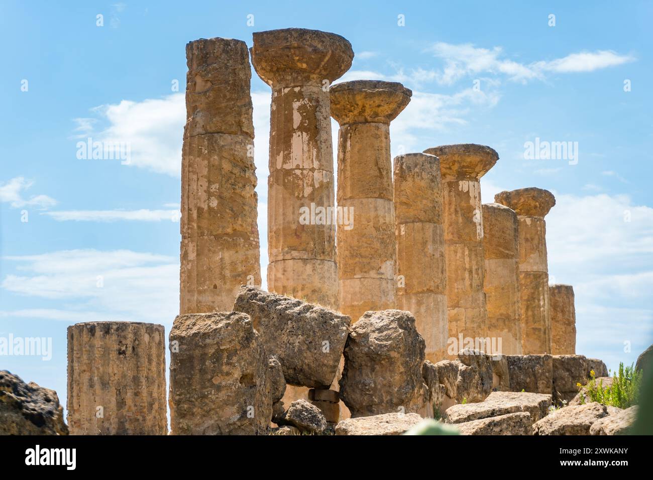 Agrigento, Italy-May 10, 2022:particular of the columns oh the Temple ...