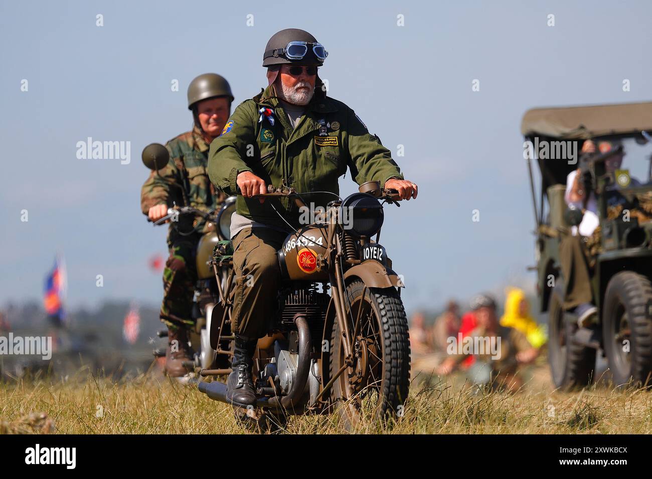 Motorcycles in the parade of The Yorkshire Wartime Experience in ...