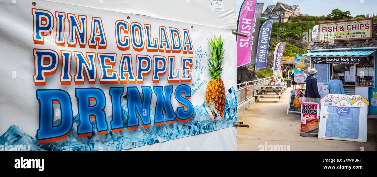 A panoramic image of the colourful colorful signs banners advertising ...