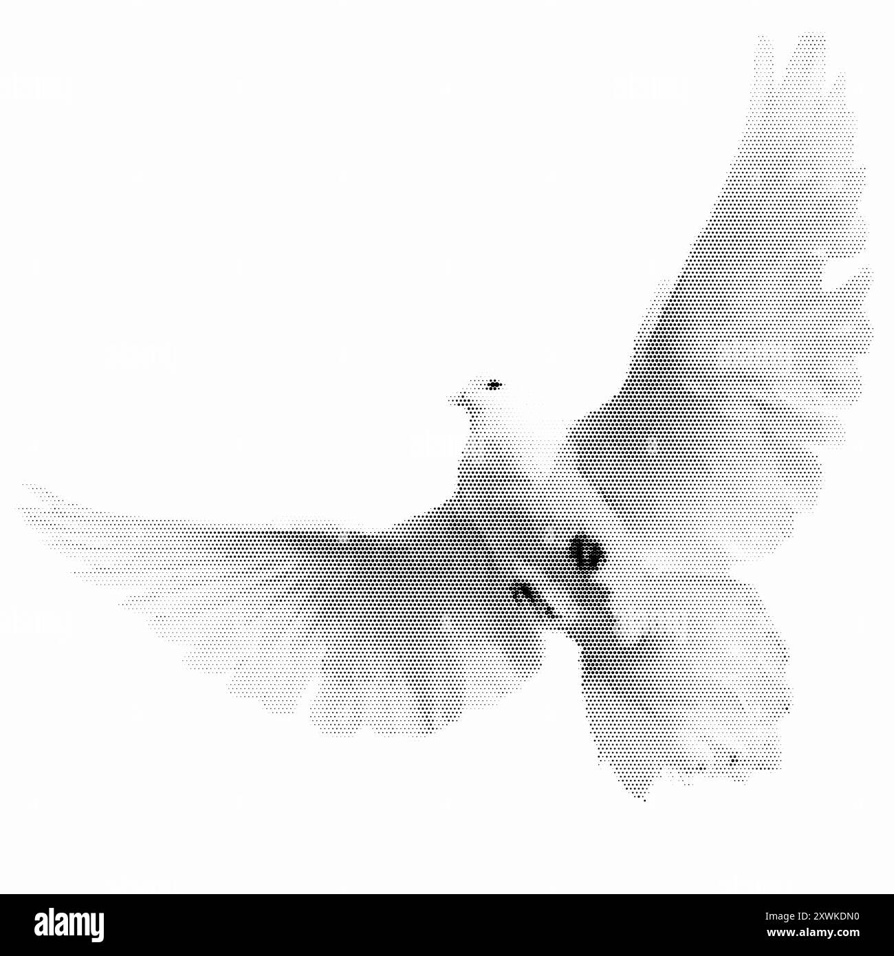 Halftone dotted cutout dove for trendy y2k retro collages. Vector ...