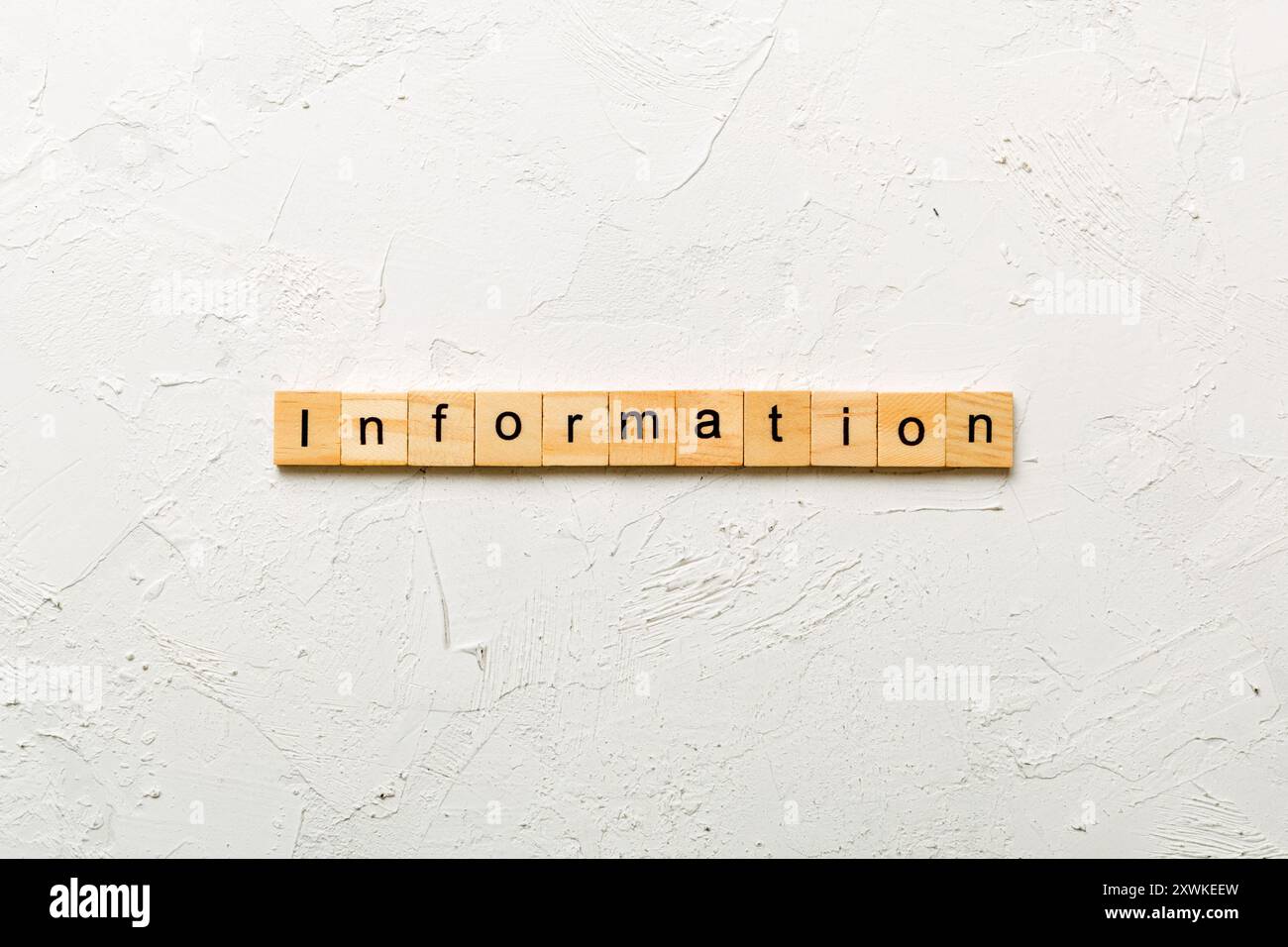 Information word written on wood block. Information text on cement ...