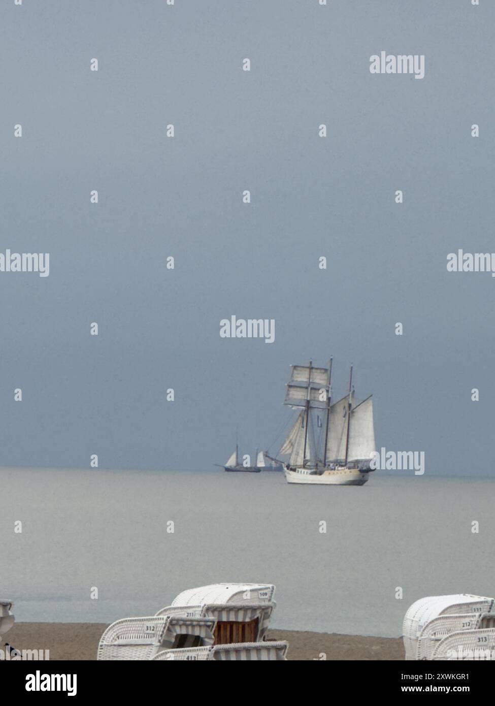 A large white sailing boat floats on the Baltic Sea Stock Photo - Alamy