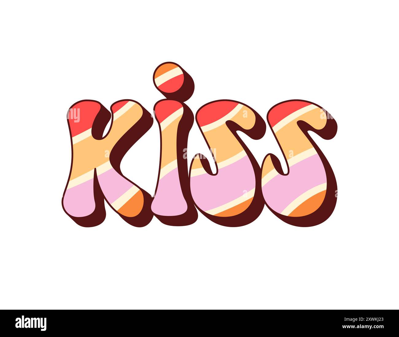 how to draw the word kiss