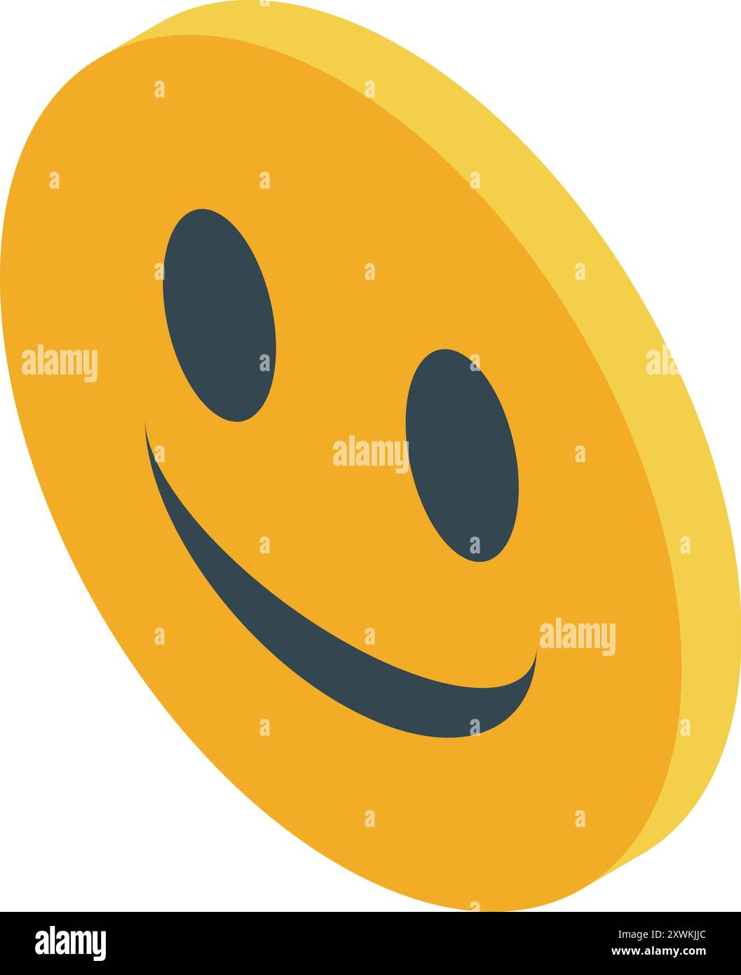 Yellow round button isometric emoji smiling Stock Vector Image & Art ...
