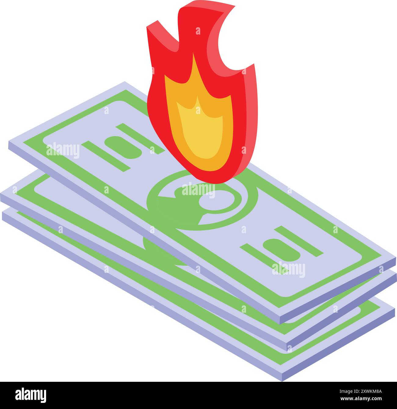 Money burning white background Stock Vector Images - Alamy