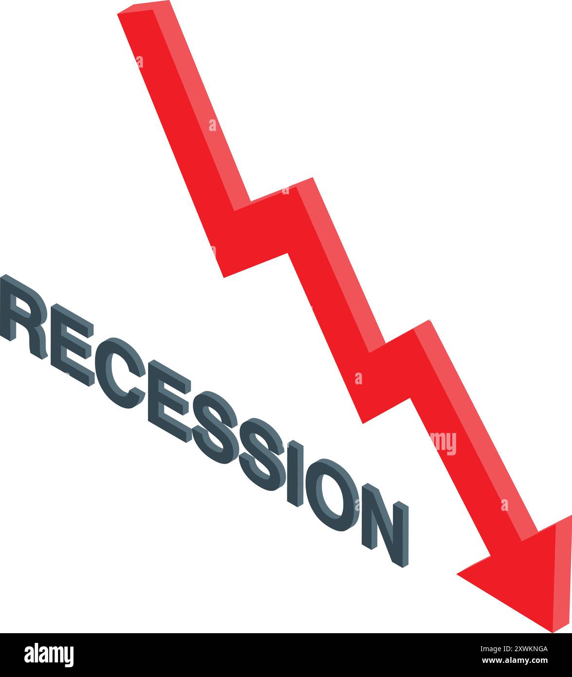 Red arrow graph going down illustrating the concept of economic ...