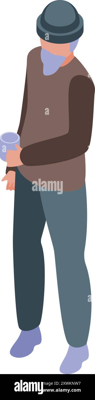 White cup beggar begging street people Stock Vector Images - Alamy