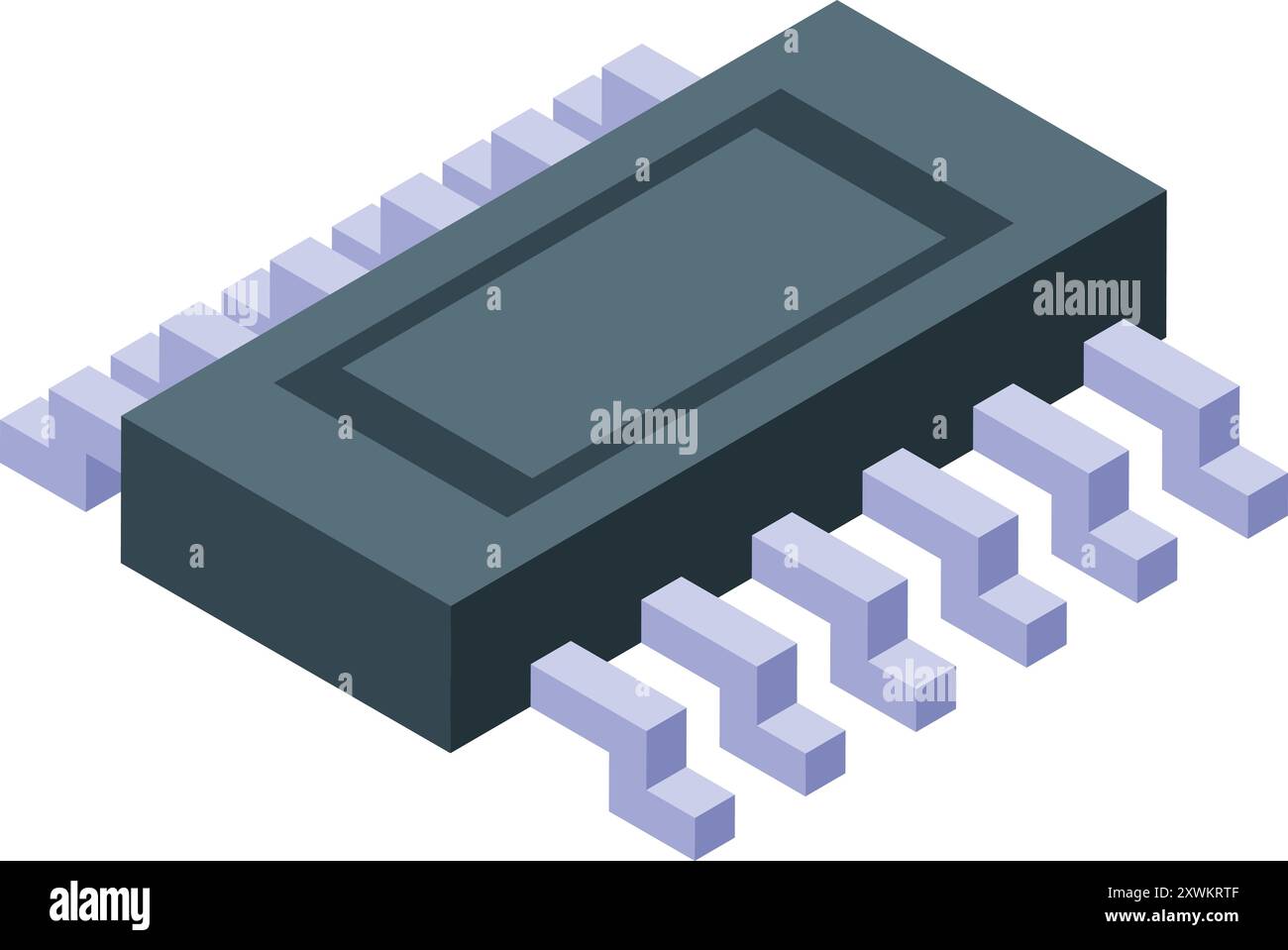 Microchip with contacts connecting to motherboard, isometric view Stock ...