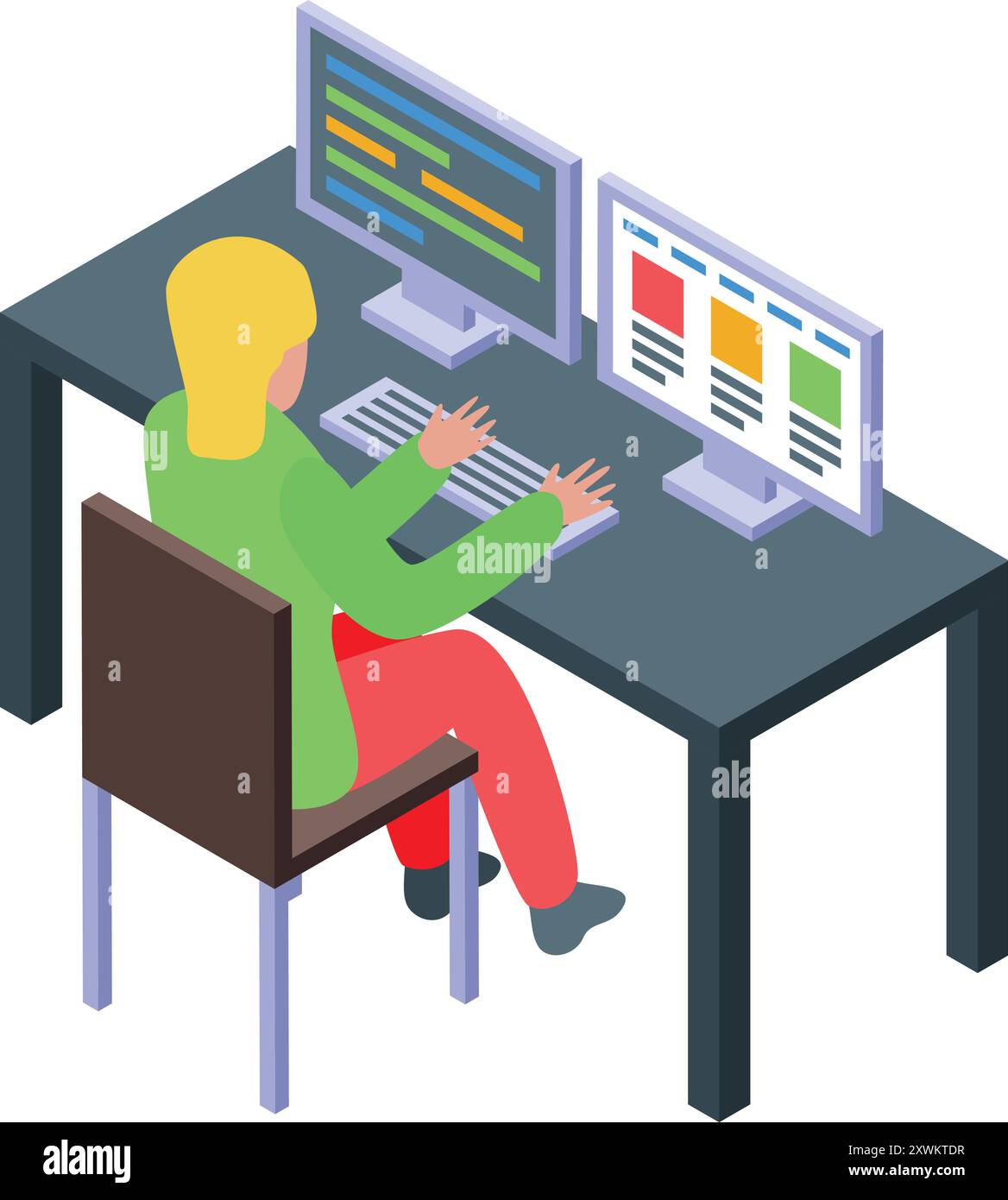 Web developer is programming a website, using html and css code on a desktop computer Stock ...