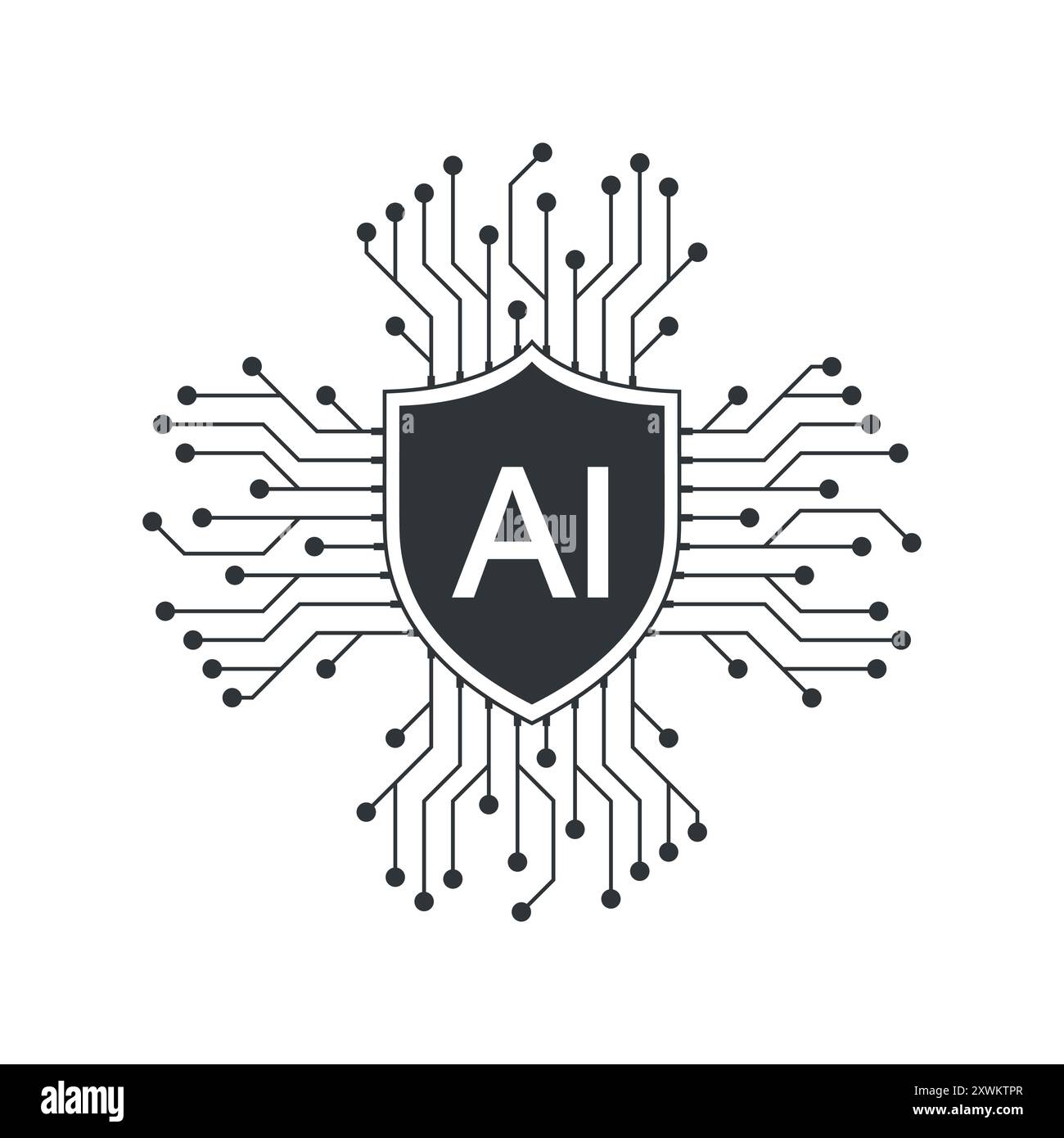 AI security digital chip. AI cyber security technology network ...