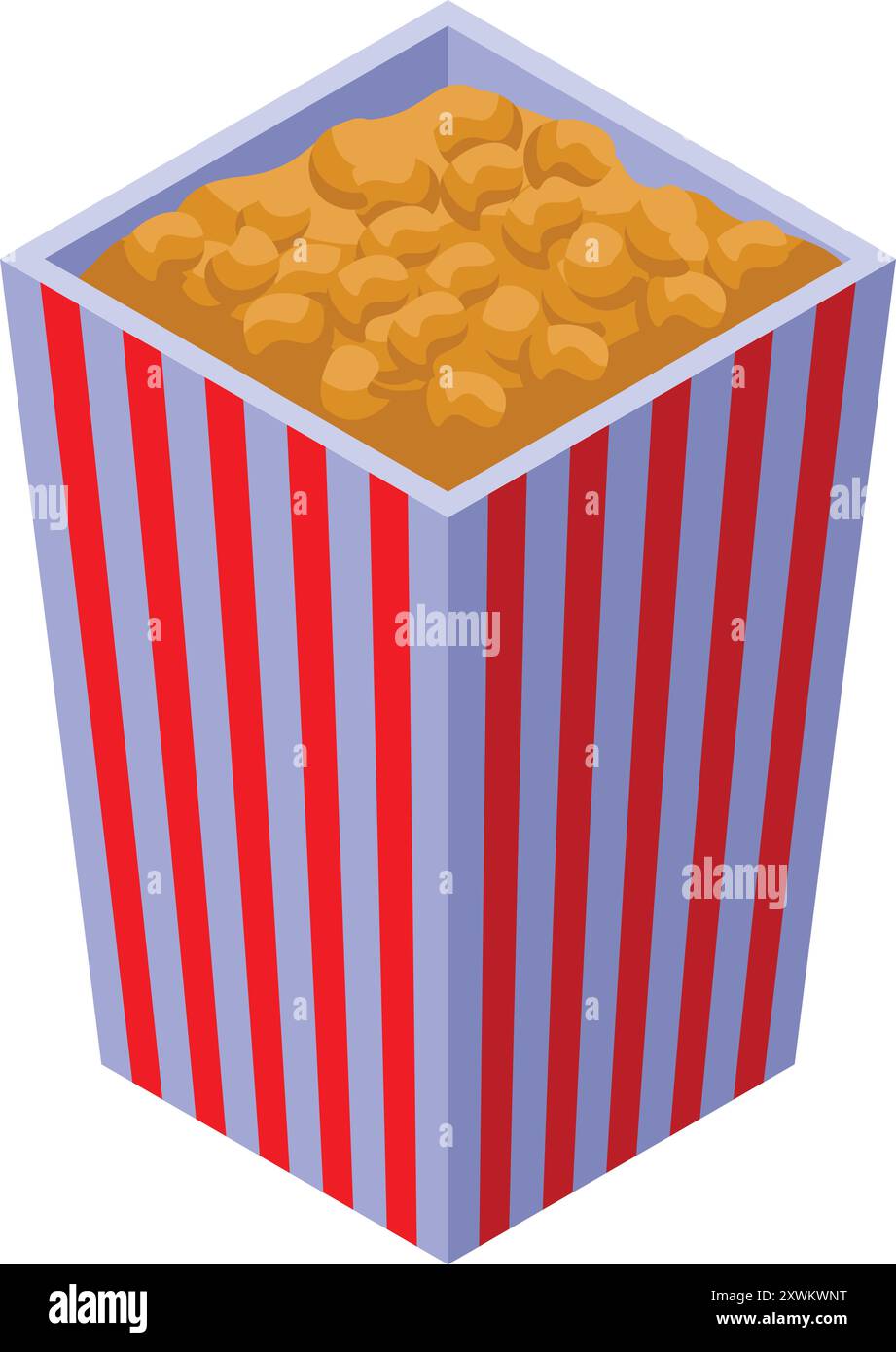 Striped popcorn bucket standing up filled with popcorn Stock Vector Image & Art - Alamy
