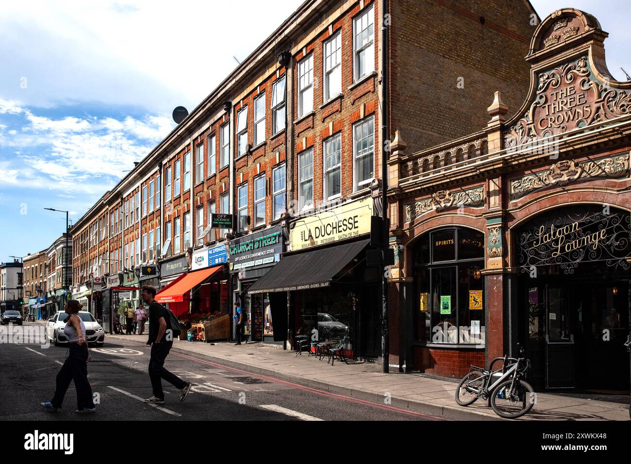 Street scene on Church St., Stoke Newington, London N16, England, UK ...