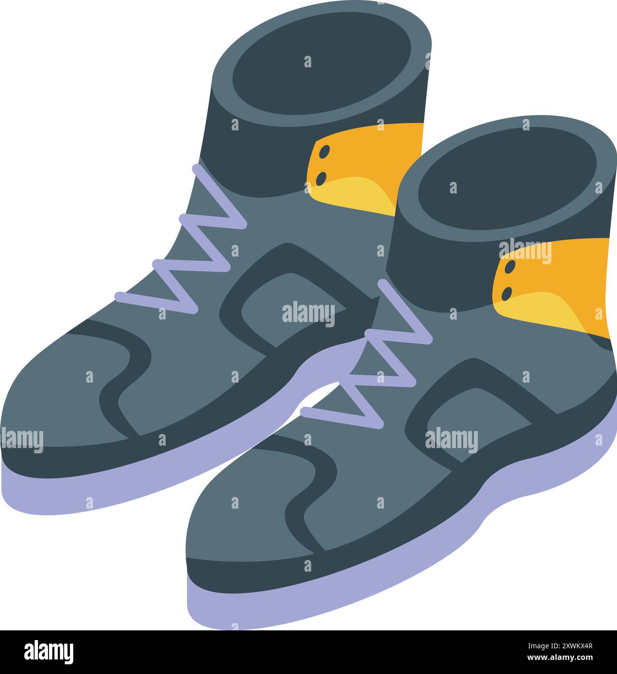 Pair of hiking boots standing on a white background, shown in an ...